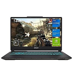 MSI Cyborg 15 Gaming Laptop, 15.6" FHD 144Hz Display, Intel Core i7-12650H, NVIDIA GeForce RTX 4060, 32GB DDR5 RAM, 2TB SSD, Webcam, Backlit Keyboard, Wi-Fi 6, Windows 11 Home, Translucent Black