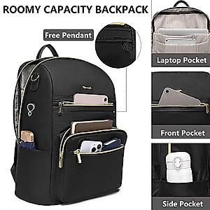 Laptop Backpack Women Travel Bag - 15.6 Inch Convertible Computer Backpack Purse for Women Fashion Nurse Work Bags Anti Theft School Shoulder Handbag Waterproof Teacher Bookbag for College Girls Black
