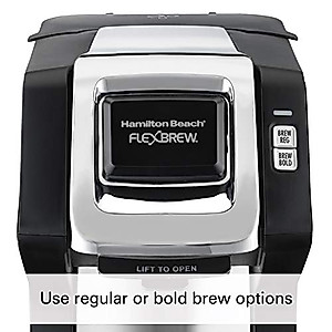 Hamilton Beach 49979 FlexBrew Single-Serve Coffee Maker Compatible with Pod Packs and Grounds,0.41 liters, Black & Chrome