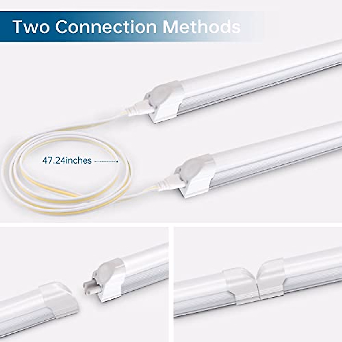 Barrina (Pack of 10 LED T5 Integrated Single Fixture, 8FT, 5000LM, 6500K (Super Bright White), 45W, Linkable LED Shop Light, Led Garage Light, Corded Electric with ON/Off Switch, ETL Listed