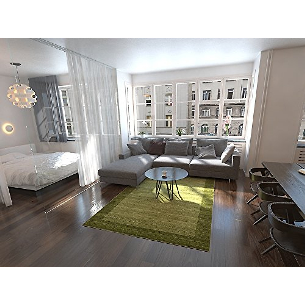 Unique Loom Del Mar Collection Area Rug-Transitional Inspired with Modern Contemporary Design, 6' 0" x 9' 0", Light Green/Beige