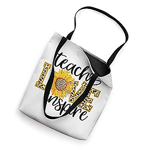 Teach Love Inspire Cute Sunflower Leopard Cheetah Print Gift Tote Bag