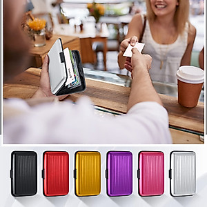 12 Pcs Aluminum Wallet Credit Cards Holder Multi Slim Rfid Blocking ID Credit Case Protector Metal Card Holder for Men Women(Black, Red, Purple, Rose, Silver, Gold)