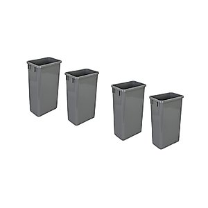 Hardware Resources Plastic Trash Can - Indoor Garbage Bin for Kitchen, Home, Office & Commercial Use - Large Waste Disposal Tub, CAN-50GRY Plastic Waste Container- 50-Quart (12.5-Gallon), Grey, 4 PCS