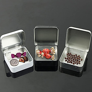 BEIDUOYANG Cute Tiny Storage Cases Sealed Design Metal Tin Practical Box Containers For Jewelry Candy Headrope Condom Sundries Metal Tin With Lids For Home Dorm, White