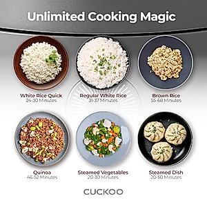 CUCKOO CR-0675F | 6-Cup (Uncooked) Micom Rice Cooker | 13 Menu Options: Quinoa, Oatmeal, Brown Rice & More, Touch-Screen, Nonstick Inner Pot | White