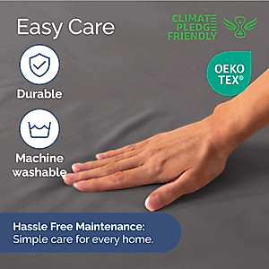 Extra Deep King Fitted Sheet - Hotel Luxury Single Fitted Sheet Only - Easily Fits 18 inch to 24 inch Mattress - Ultra Soft, Wrinkle & Fade Free w/Extra Deep Pockets - Breathable & Comfy - Dark Grey