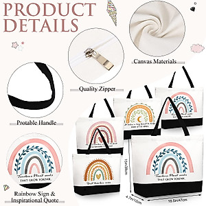Kajaia Teacher Appreciation Gifts Rainbow Canvas Tote Bags and Cosmetic Bag for Teacher Coworker Nurse(Rainbow)