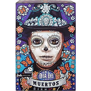 Barbie Signature Ken Fashion Doll, 2023 Dia de Muertos Collectible with Blue Jacket, Black Hat & Doll Stand