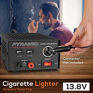 Pyramid Universal Compact Bench Power Supply - 7 Amp Regulated Home Lab Benchtop AC-Dc Converter Power Supply for CB Radio, HAM W/ 13.8 Volt Dc 120V AC Supply, Dual USB, Cigarette Lighter PSU990KX