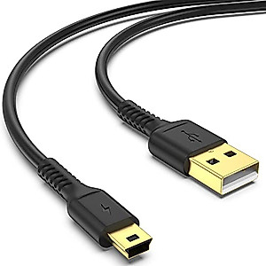 3ft Mini USB Cable, Standard USB 2.0 to Mini B Male Charger Cord Durable USB Mini to USB Charging Cable Compatible with PS3 Controller, MP3 Player, Camera, Dash Cam, Garmin GPS, Hero 3+(Black)