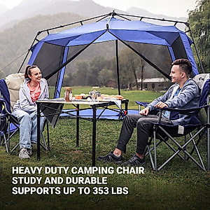 KingCamp Camping Heavy Duty Folding Oversize Padded Director's Chair with Carry Cooler Bag, Black&Grey, Black/Mediumgrey