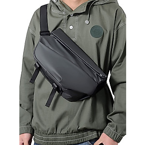 Veki Crossbody Bag for Men Large Capacity Sling Bags One Strap Backpack Waterproof Shoulder Pack for Hiking Motorcycle Riding (Dark Grey)