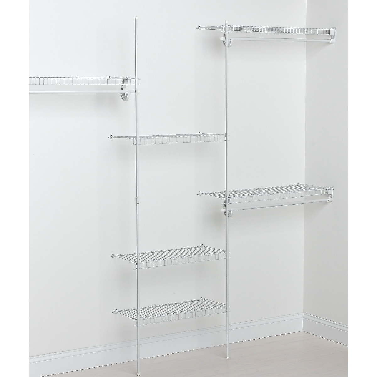 ClosetMaid 5 Ft. to 8 Ft. SuperSlide 6-Shelf Closet Organizer Kit, White, 5636