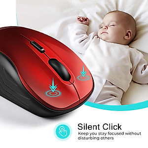 LeadsaiL Wireless Mouse, 2.4GHz USB, Noiseless, Compact, Portable, 12 Months Battery Life