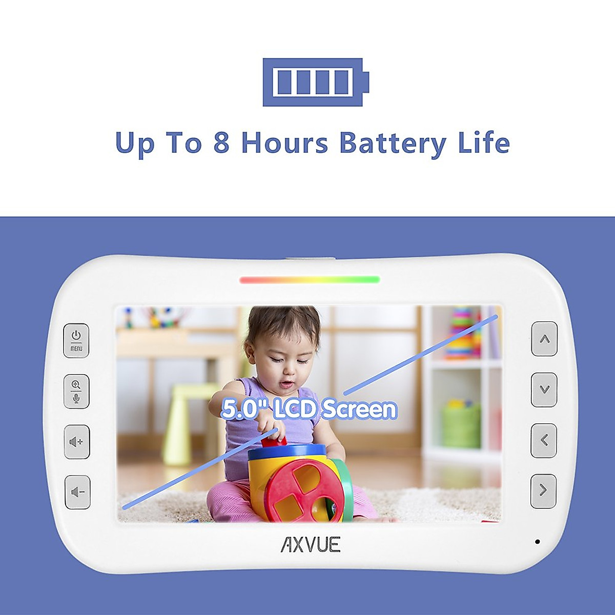 Video Baby Monitor with Remote-Controlled Camera and Wide Screen by Axvue, Grey, Model E650