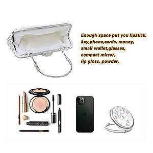 ERCULER Topfive Women's White Pearl Beaded Clutch Evening Handbags for Formal Bridal Wedding Clutch Purse Prom Cocktail Party