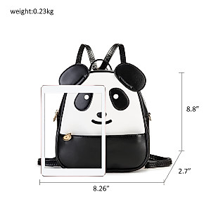 Girls Mini Backpack Toddler 3D Animal Casual Daypack PU Leather Preschool Convertible Shoulder Bag Gift for Kids (Black-01)