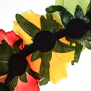 DreamLily Rainbow Rose Hawaiian Stretch Flower Headband for Garland Party (Rainbow)