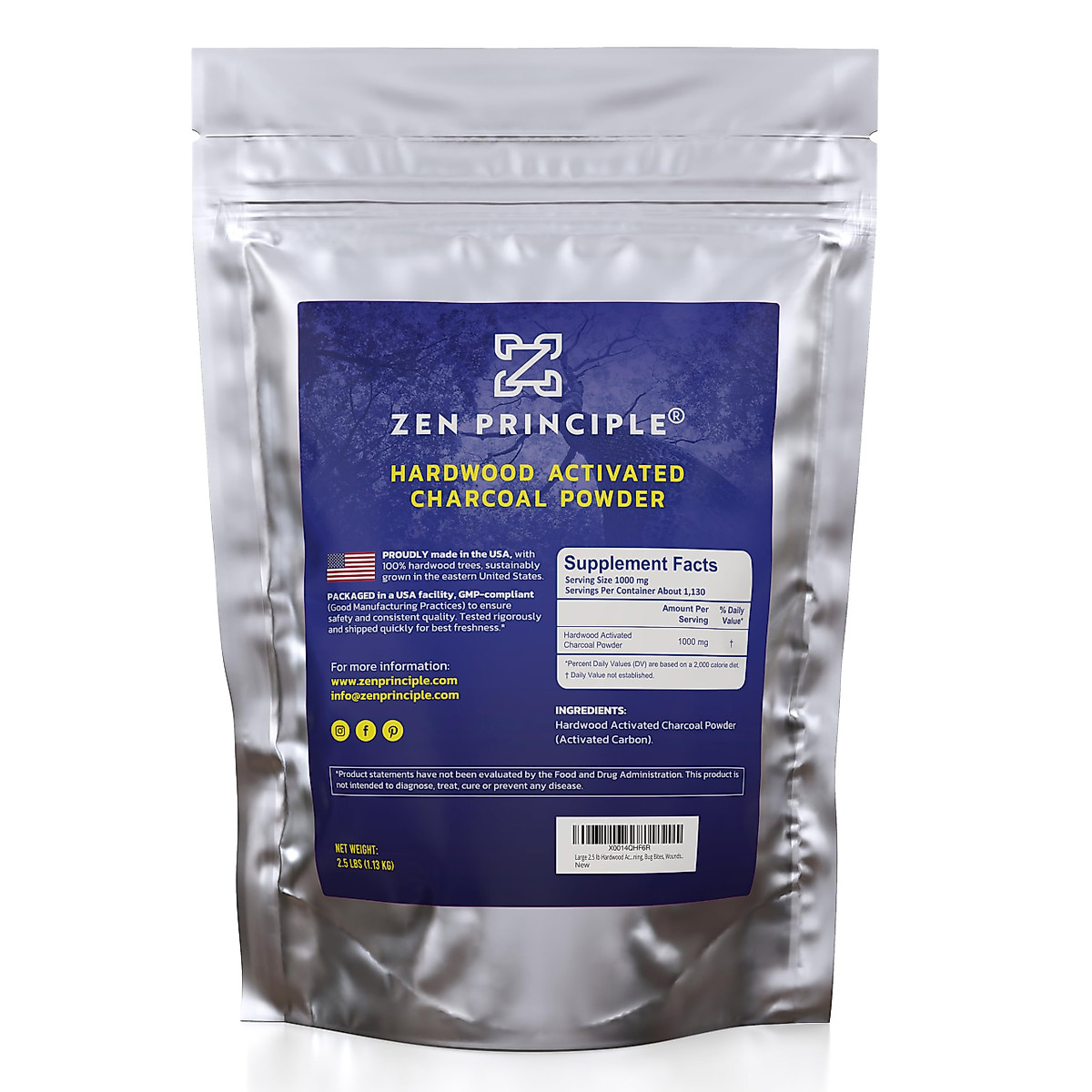 Large 2.5 lb Hardwood Activated Charcoal Powder 100 Percent from USA Trees. All Natural. Whitens Teeth, Rejuvenates Skin and Hair, Supports Better Digestion!