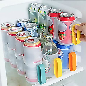 MESSIYO Portable Can Organizer for Refrigerator Shelf Beer Can Holder Fridge Storage Sliding Rack Clear Plastic Sugar Containers (Orange, One Size)