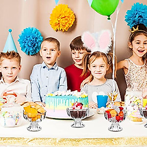 Potchen Glass Ice Cream Bowls Tulip Clear 3.4-6.8 oz Footed Small Dessert Cups for Sundae Trifle Fruit Salad Muffins Cake Pudding Christmas Holiday Party (12 Pieces)