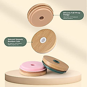 4 Pack Glass Cups with Lids and Straws, 22oz Mason Jar Glass Tumbler, Smoothie Cup with Silicone Sleeve, Reusable Boba Cup, Modern Cute Iced Coffee Cup, Drinking Glasses for Tea, Juice, Soda, Cocktail