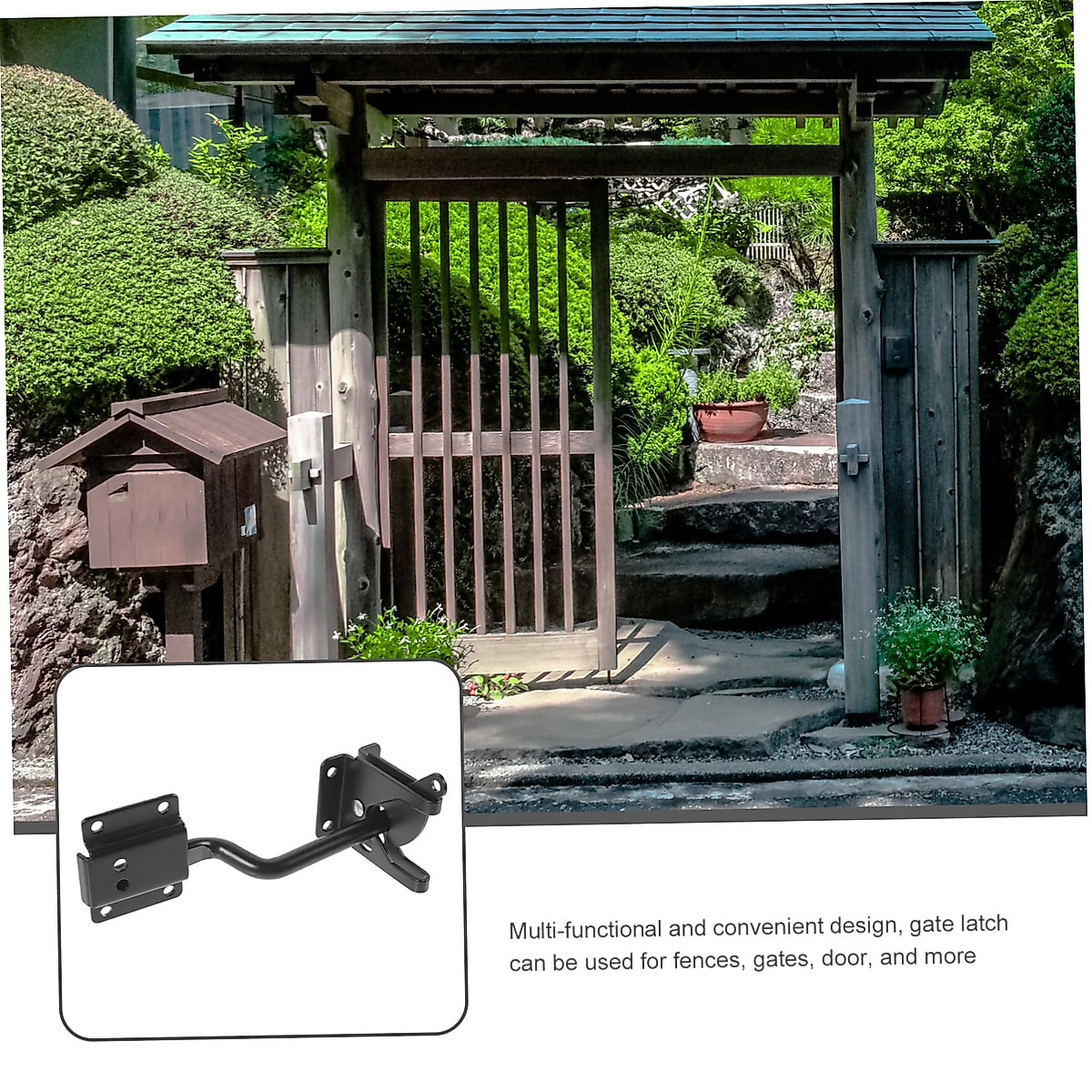 Housoutil 1 Set Hinges gate Latch for Wooden Fence Latch Hook Fence Latch gate Locks for Wooden Fence gate latches Heavy Duty gate Latch gate Handles Long Door Latch The Fence Carbon Steel