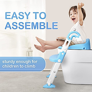 COLOR TREE Potty Training Seat with Anti-Slip Step Ladder, Toddler Toilet Seat Potty Training Toilet for Kids, Toddler Potty Seat for Toilet, Baby Toilet Potty Chair for Boys Girls,Blue
