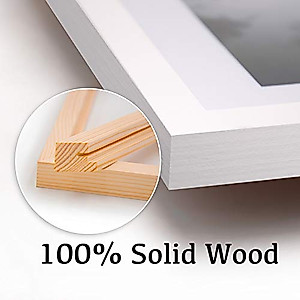 Egofine 8x8 Picture Frames 4 PCS - Made of Solid Wood Covered by Plexiglass for Table Top Display and Wall Mounting Photo Frame for Pictures 4x4/6x6 with Mat White