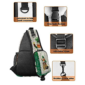 Gsypo Sling Backpack, St. Patrick's Day Dwarf Shamrock Retro Plaid Pattern Waterproof Lightweight Small Sling Bag, Travel Chest Bag Crossbody Shoulder Bag Hiking Daypack for Women Men