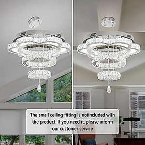 ykolupty W24 Crystal Chandeliers,Round Chandelier for Living Room Modern Ceiling Light Fixture Lamp for Foyer Bedrooms Dining Room Hallway LED Dimmable 2700K-6000K