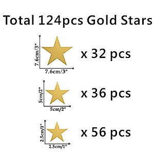TOARTi Stars Wall Decals (124 Decals) Wall Stickers Removable Home Decoration Easy to Peel Stick Painted Walls Metallic Vinyl Polka Wall Decor Sticker for Baby Kids Nursery Bedroom (Gold Stars)