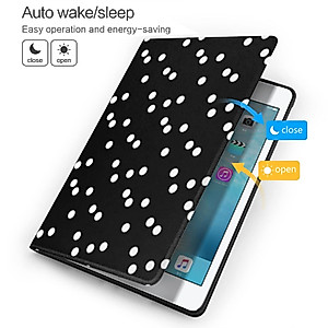 Black White Polka Dots Printed Leather Tablet Cases for Ipad Air3/Ipad Pro 10.5" - Shockproof Tablet Cover Protective Case with Auto Sleep/Wake
