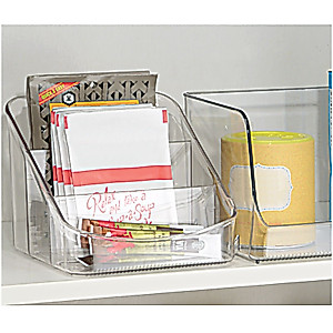 mDesign Small Plastic Food Packet Organizer Caddy - Storage Station for Kitchen, Pantry, Cabinet, Countertop - Holds Spice Pouches, Dressing Mixes, Hot Chocolate, Tea, Sugar Packets - 2 Pack - Clear