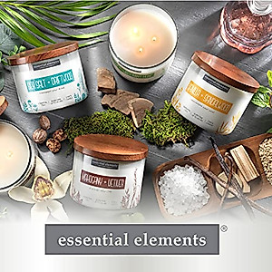 Essential Elements by Candle-lite Scented Candles, Sea Salt & Driftwood Fragrance, One 14.75 oz. Three-Wick Aromatherapy Candle with 45 Hours of Burn Time, Off-White Color