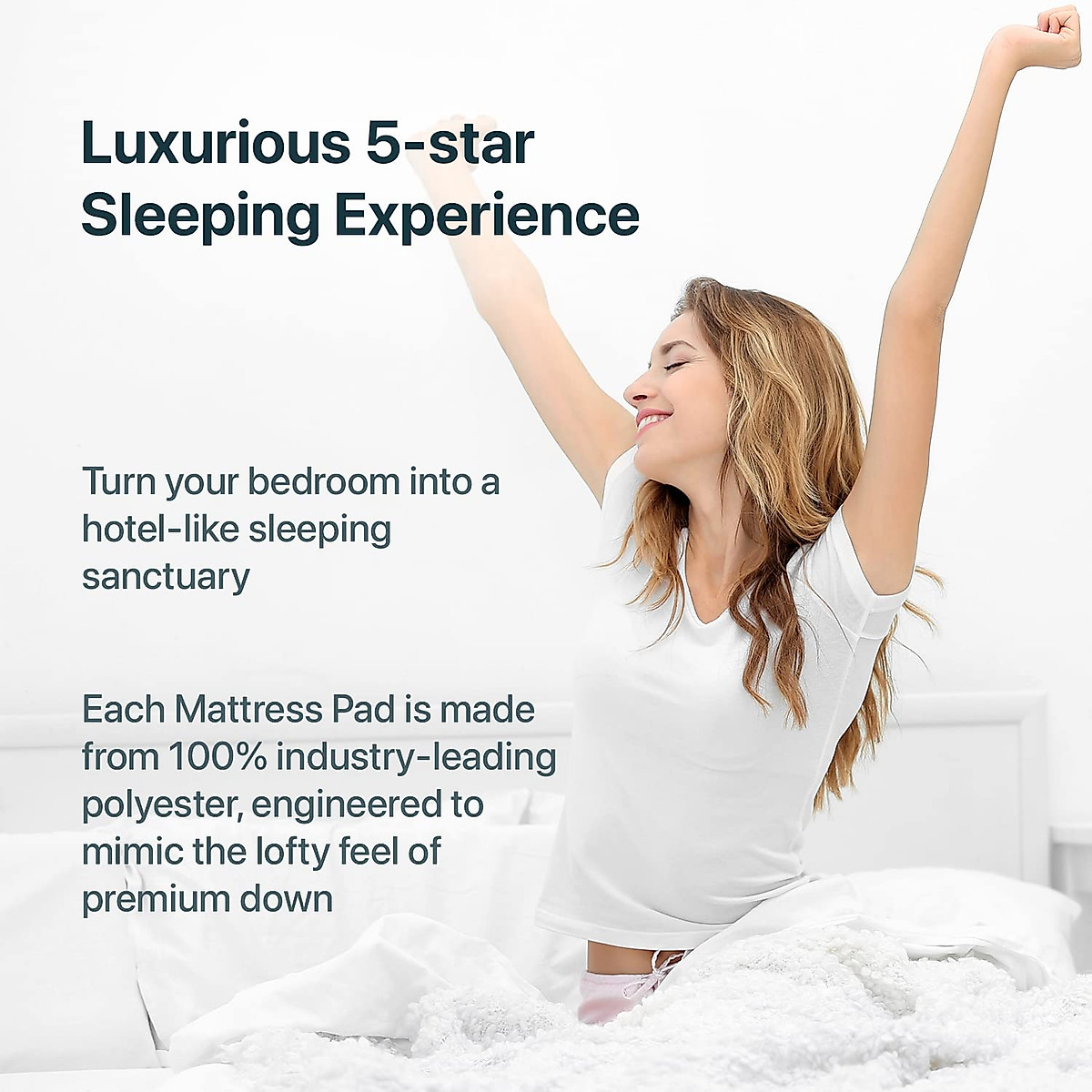 Allied Home Gel Fiber Filled Plush Mattress Topper - Mattress Cover 300TC Cotton Hotel Mattress Topper - Down-Alternative Mattress Pad California King - 72” x 84” x 2