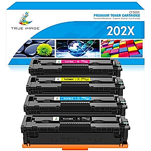 TRUE IMAGE Compatible Toner Cartridge Replacement for HP 202X CF500X CF500A 202A Color Pro MFP M281fdw M281cdw M254dw M281fdn 281fdw M254 M281 Toner Printer (Black Cyan Yellow Magenta, 4-Pack)