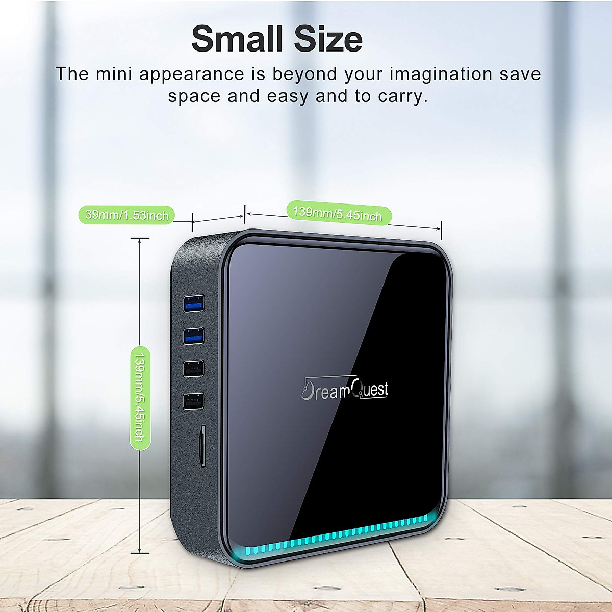 4K Mini PC 8GB RAM 128GB EMMC Windows 10 Pro, Intel Celeron J3455 Processor (Up to 2.3GHz) Mini Desktop Computer with BT 5.0, 2.4G+5G Dual Band WiFi, HDMI/VGA, LAN 1000M Gigabit Ethernet