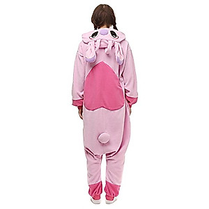 Wishliker Halloween Stitch Kigurumi Onesie Pajamas Costume Unisex Adult Pink,XL:179-188cm(5'11"-6'2")