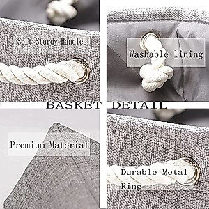 Bidtakay Baskets Set Fabric Storage Bins-Grey Bundled Baskets of 2 Large Baskets 16" X 11.8" X 11.8" + 6 Small Baskets 11.8" X 7.8" X 5"