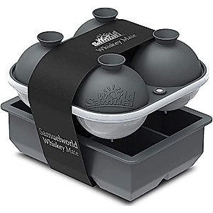 Samuelworld Large Silicone Premium Ice Trays, 2-Pack Combo, 2 Inches Big Cubes & 2.5 Inches Sphere Ice Molds - BPA Free, Craft Ice Maker for Gifting, Whiskey, Cocktails, Easy Release - Gray