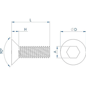 Fullerkreg 18-8 Stainless Steel Hex Drive Flat Head Screw M4 x 0.7 mm Thread, 8 mm Long,Packs of 100