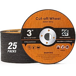 Shawya 25 PCS 3 Inch Cut Off Wheels Metal and Stainless Steel Cutting Wheel for Angle Grinder 3"x1/16"x3/8"Cutting disc Die Grinder Cut Off Wheel Fits Any Angle Grinder Air Tool