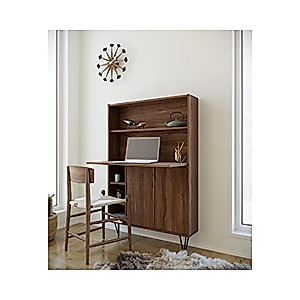 Nexera 611031 Slim Bar Cabinet, Secretary Bookcase Desk with Storage