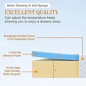 Turnkey Mattress Gel Memory Foam Bed Mattress in a Box with Breathable Washable Cover