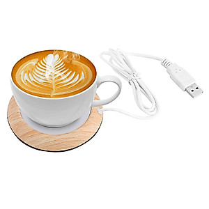 Wood Grain Electric Portable Cup Warmer Plate & Coffee Warmer & Mug Warmer with USB Cable for Office/Home/Travel Use, Suitable for Stainless Steel Cup, Ceramic Cup, Glass Cup, etc(Light Wood Grain)