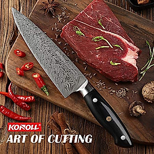KONOLL Chef Knife Professional 8" Kitchen Knife German HC Stainless Steel Meat Vegetables Knives with Gift Box