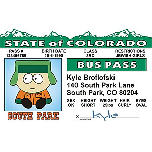 Signs 4 Fun Parody ID | South Park - Kyle Buss Pass | Fake ID Novelty Card | Collectible Trading Card Buss Pass | Novelty Gift for Holidays | Made in The USA