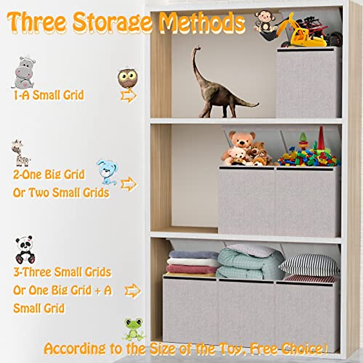 pasanba Large Toy Box, Collapsible Large Toy Chest for Kids with Lid and Handles, Toy Storage Organizer for Boys, Girls, Nursery, Play Room, Bedroom, 40.2 * 15.7 * 13.9 In,150L(Grey)